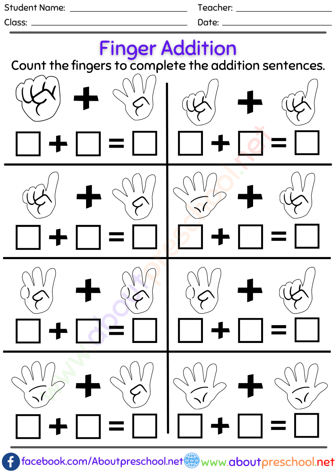Kindergarten Addition Worksheets-2 - About Preschool