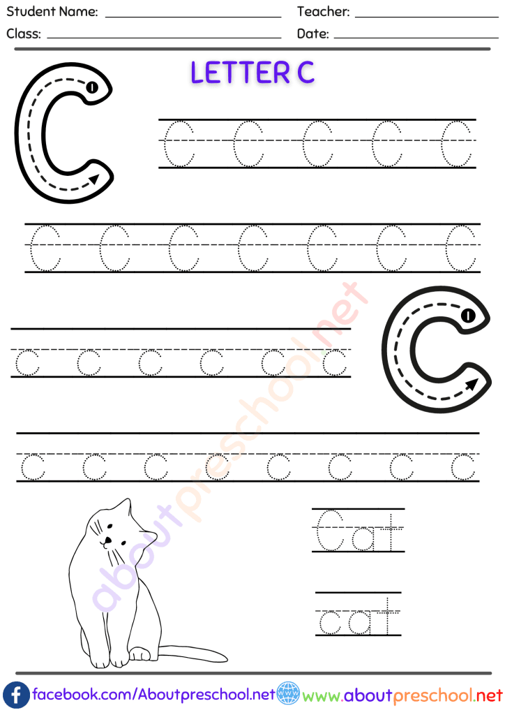 Kindergarten Letter Trace C - About Preschool