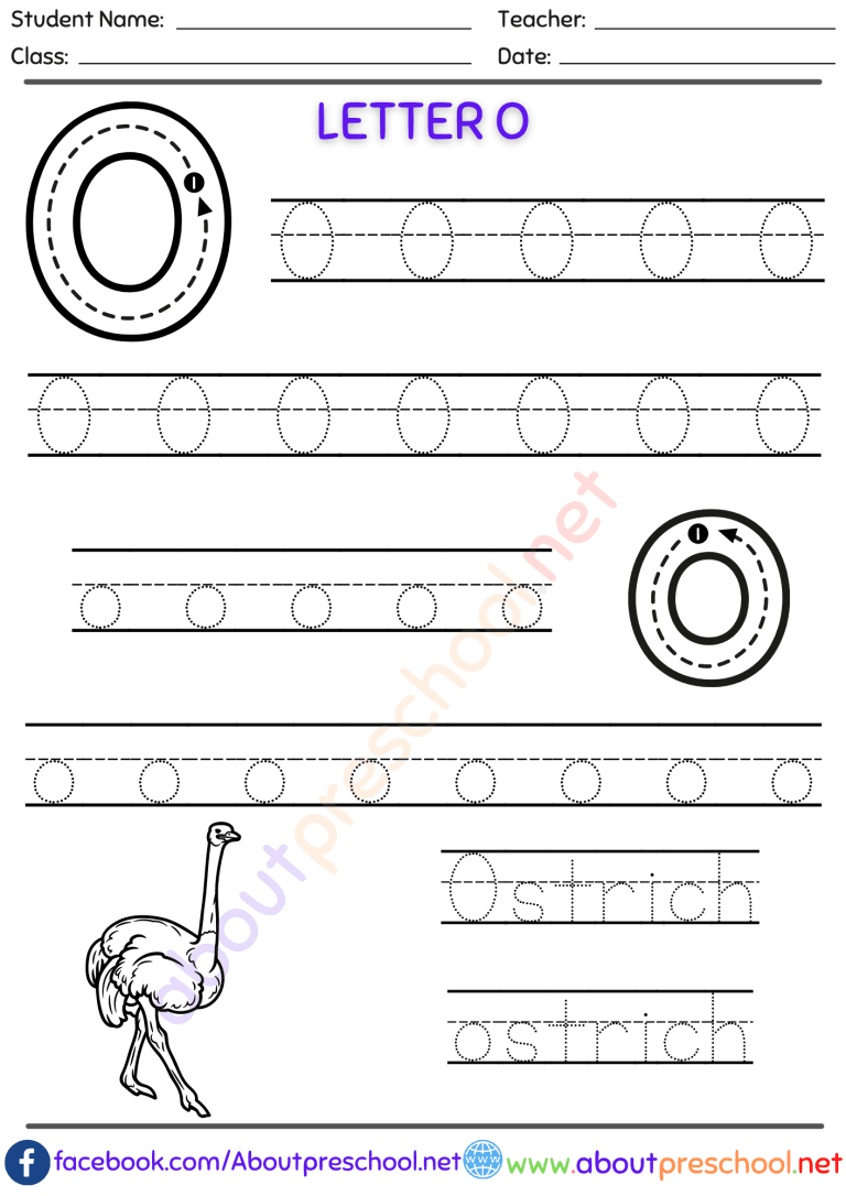 Kindergarten Letter Trace O - About Preschool