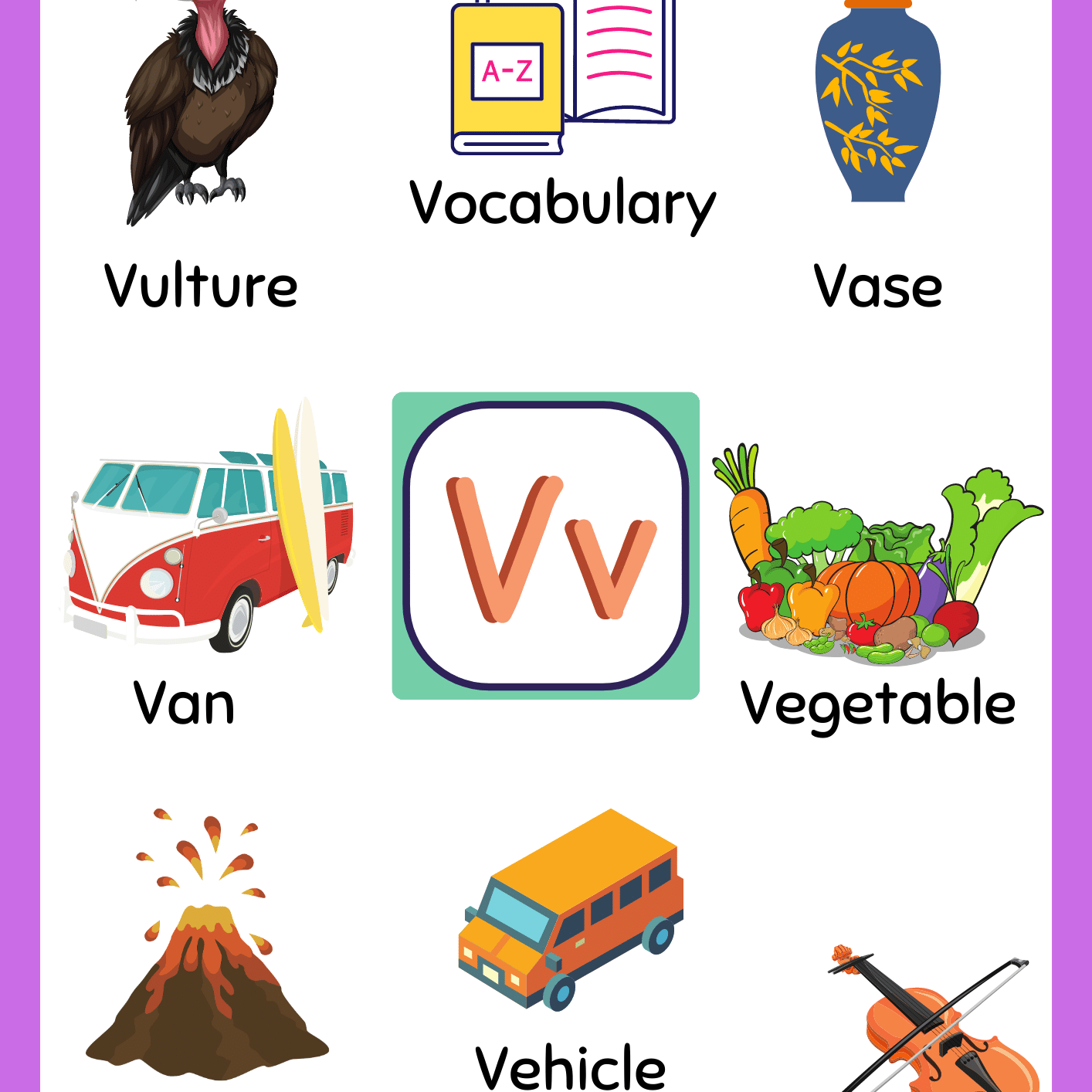 V Words For Kindergarten