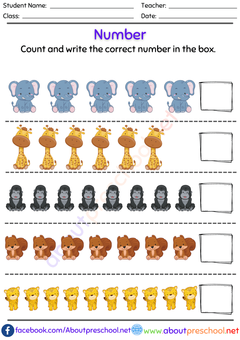 Free Kindergarten Counting Worksheets-2 - About Preschool