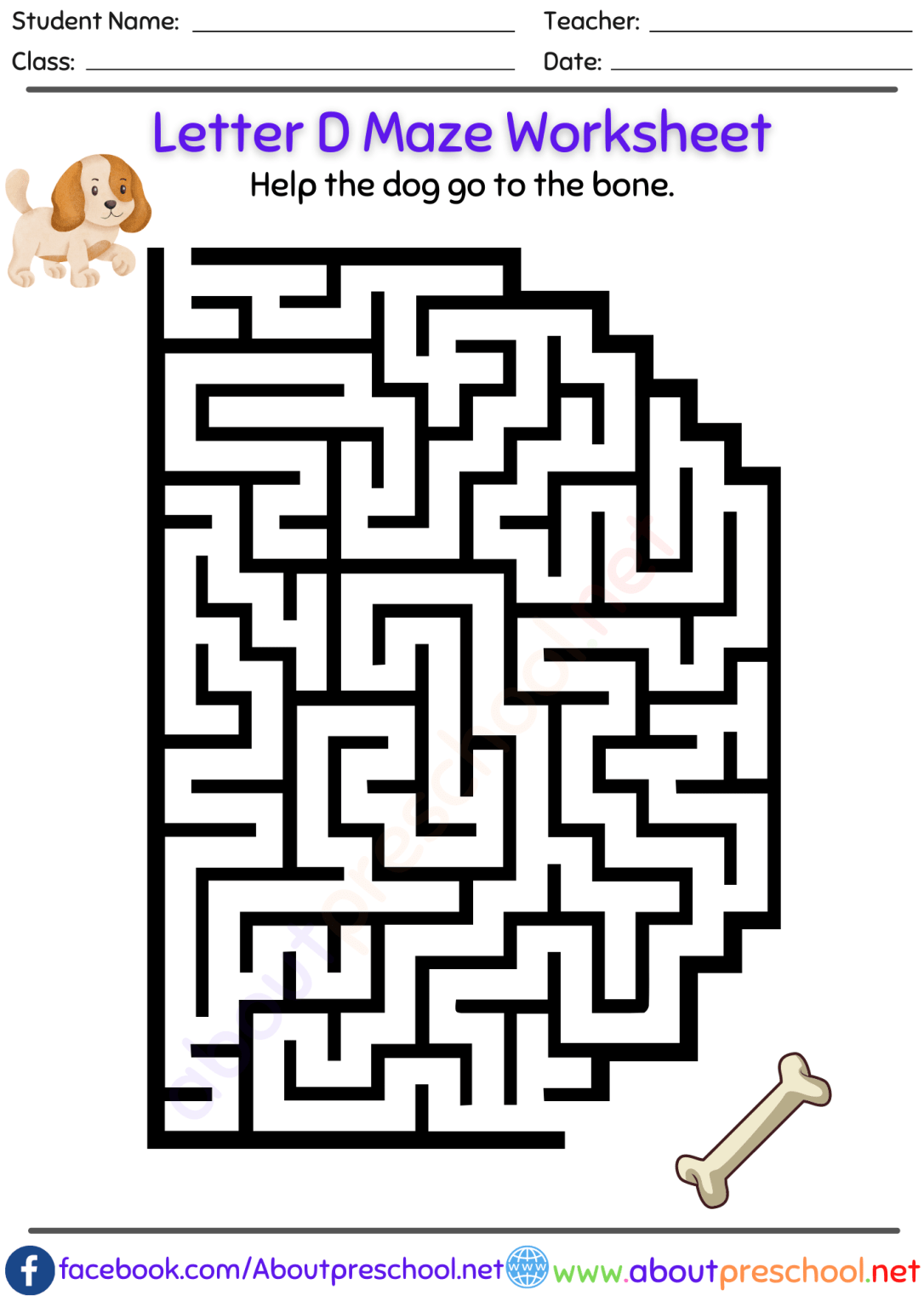 Free Letter D Maze Worksheet - About Preschool