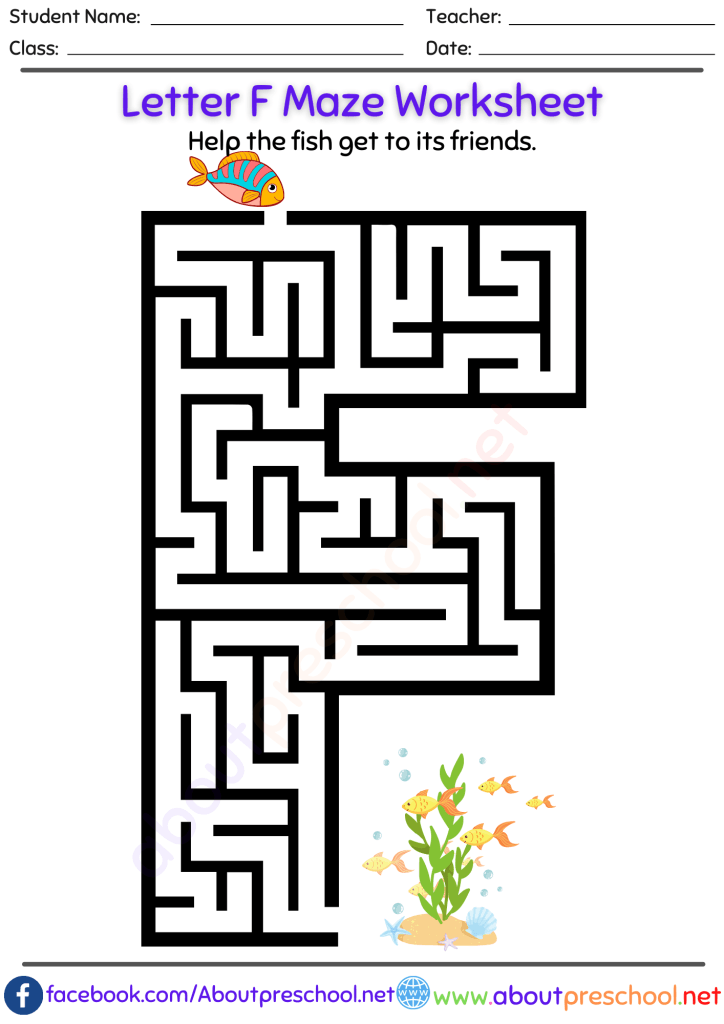 Free Letter F Maze Worksheet - About Preschool