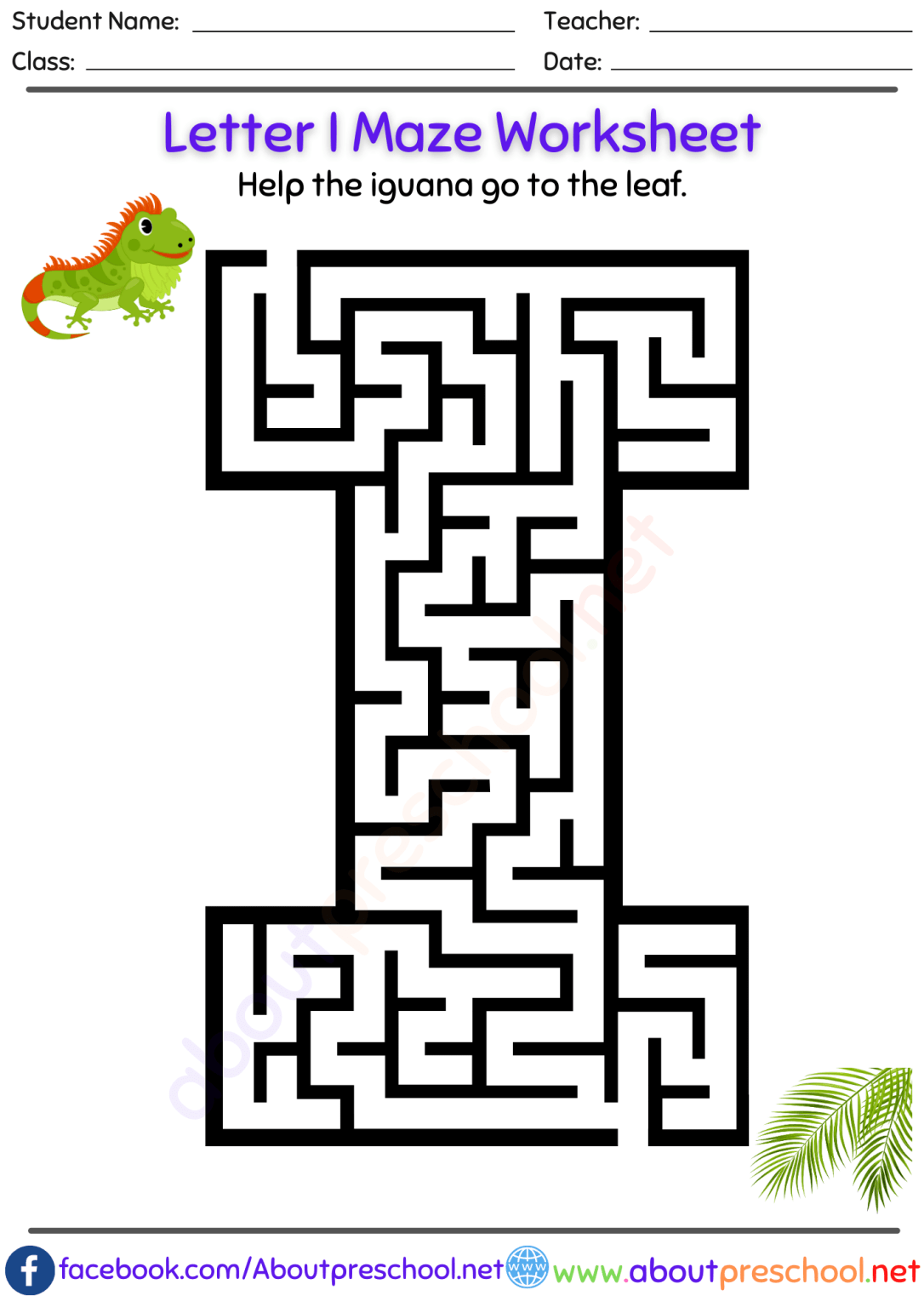 Free Letter I Maze Worksheet - About Preschool