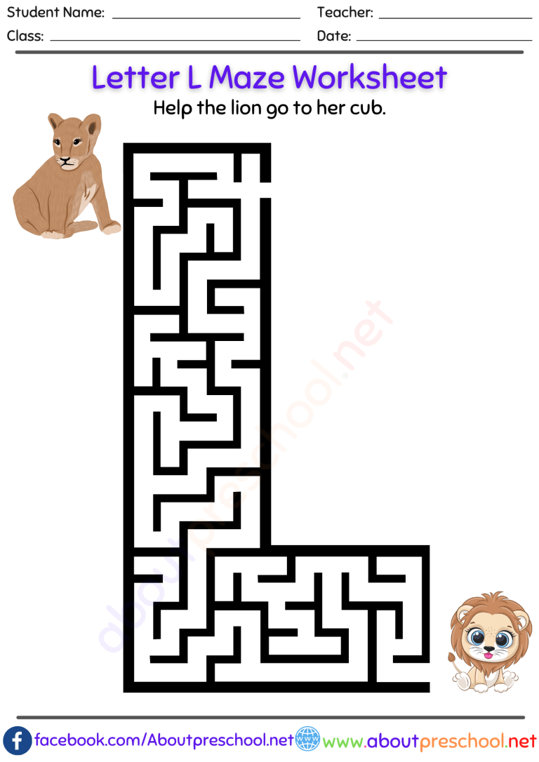 Free Letter L Maze Worksheet - About Preschool