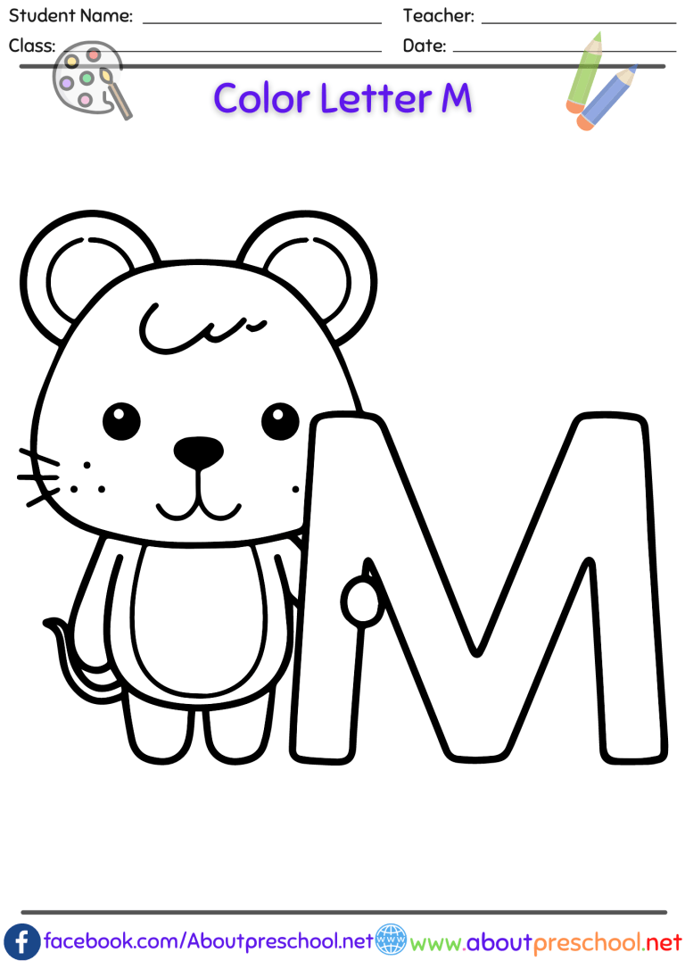 Free Letter M Coloring page - About Preschool