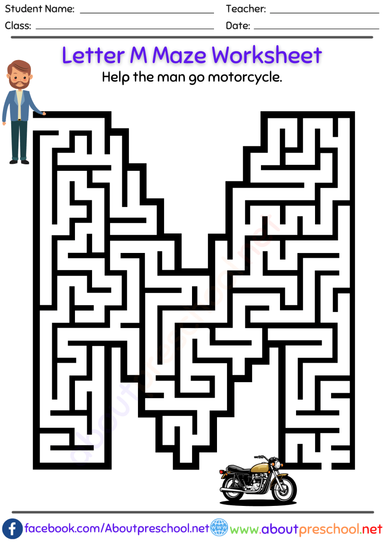 Free Letter M Maze Worksheet - About Preschool