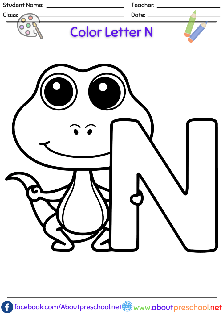 Free Letter N Coloring page - About Preschool