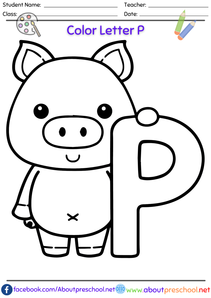 Free Letter P Coloring page - About Preschool