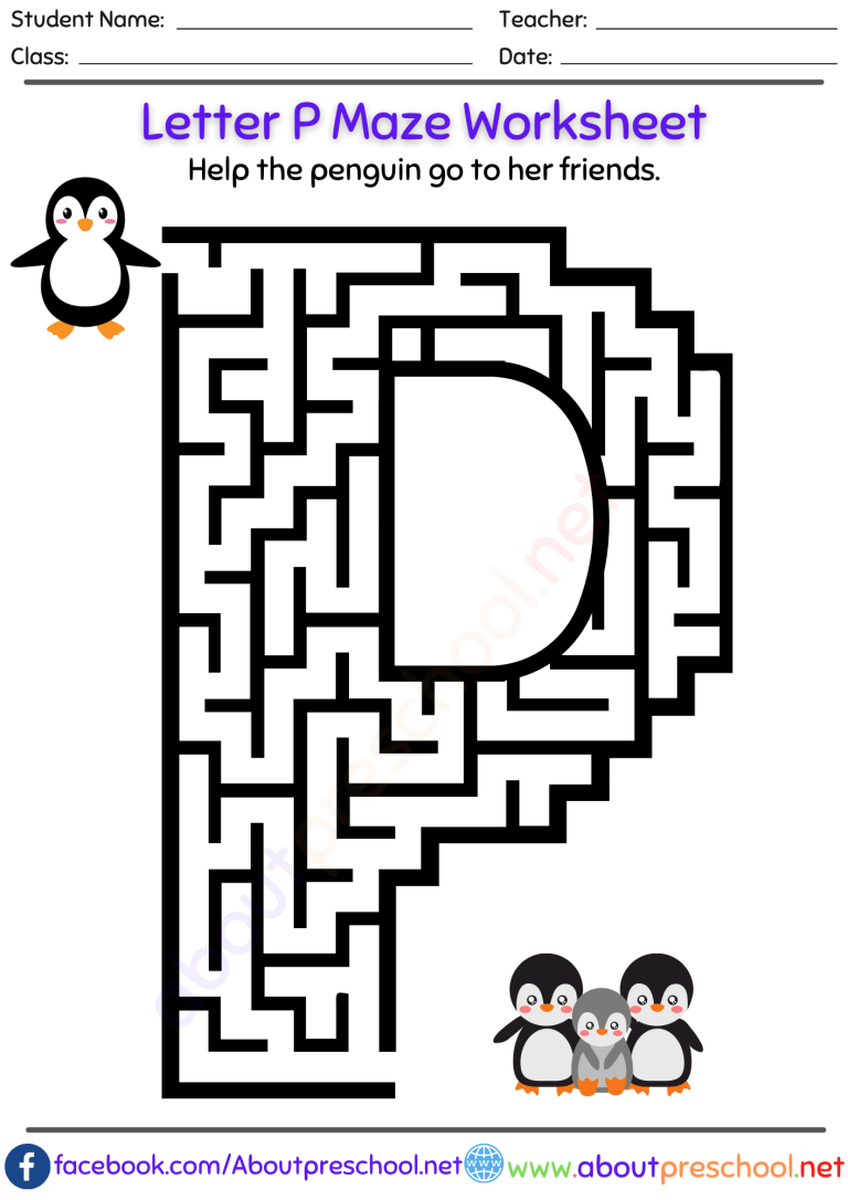 Free Letter P Maze Worksheet - About Preschool