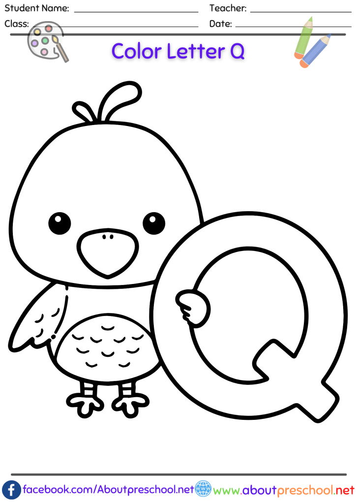 Free Letter Q Coloring page - About Preschool