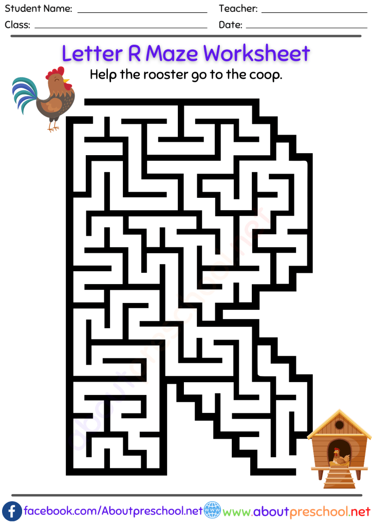 Letter R Maze Worksheet Archives - About Preschool