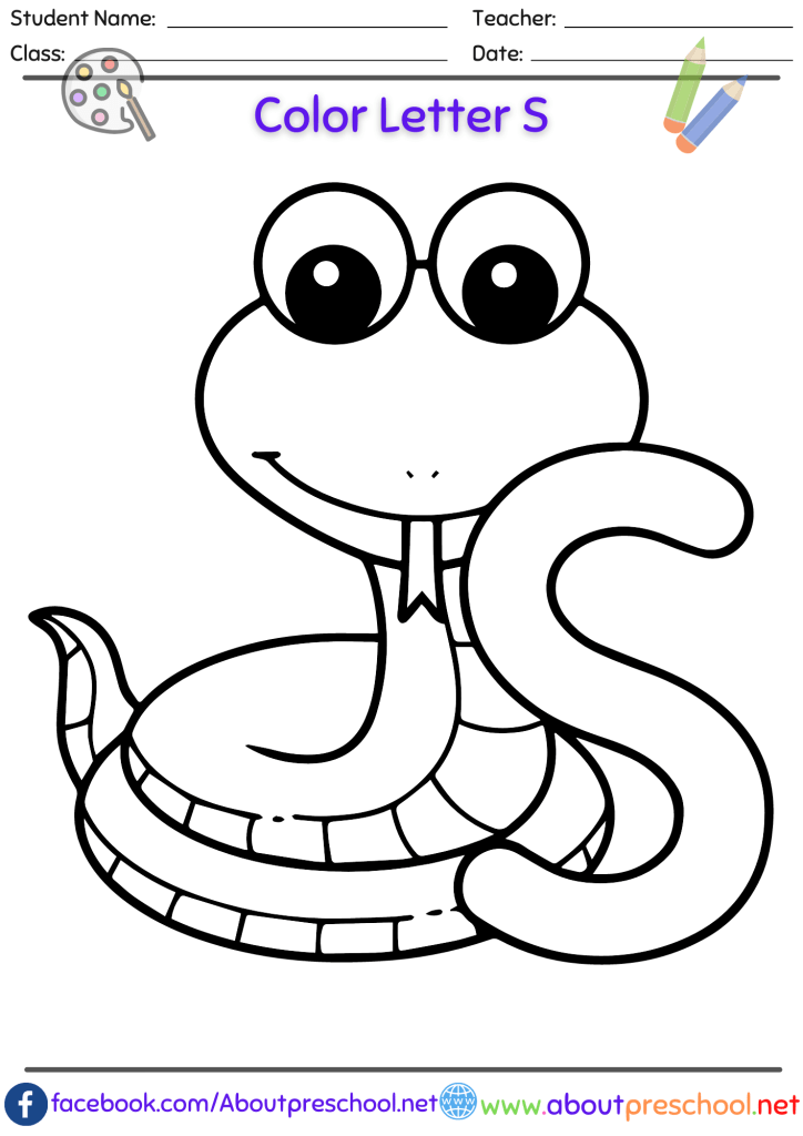 Free Letter S Coloring page - About Preschool