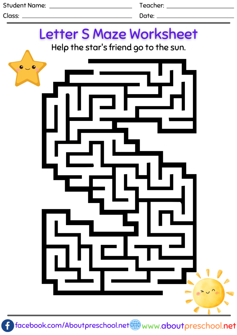 Free Letter S Maze Worksheet - About Preschool