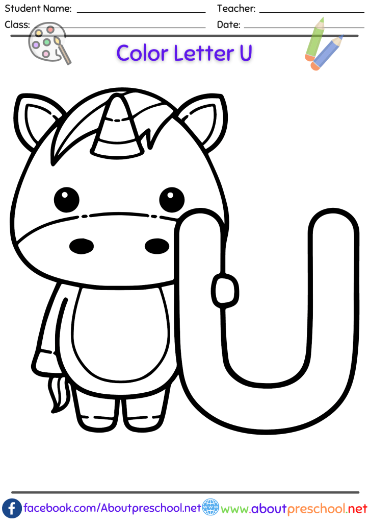 Free Letter U Coloring page - About Preschool