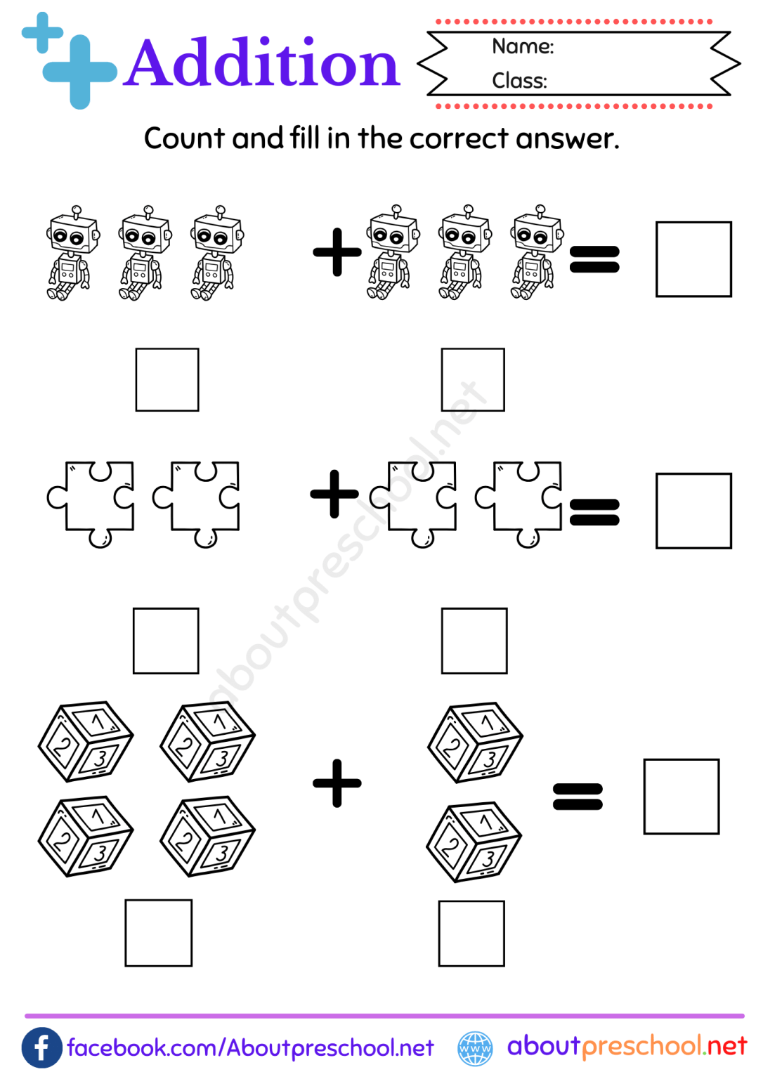 Free Kindergarten Addition Worksheet 3 - About Preschool