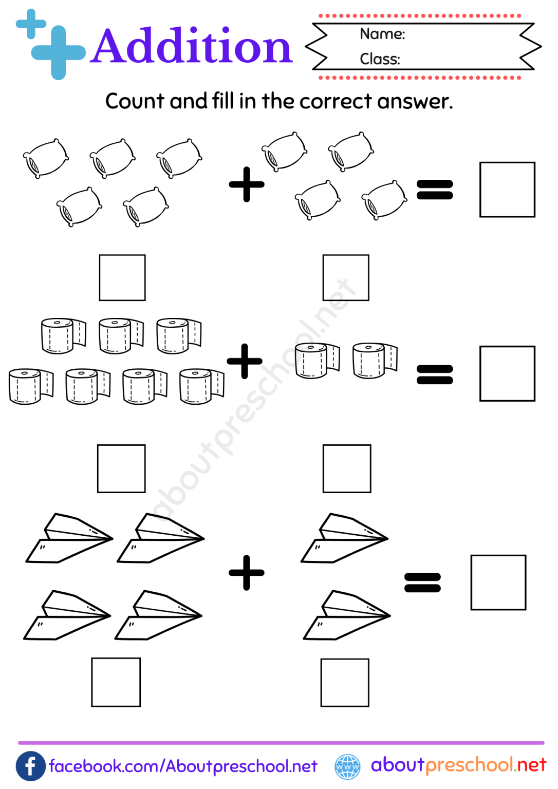 Free Kindergarten Addition Worksheet 6 - About Preschool