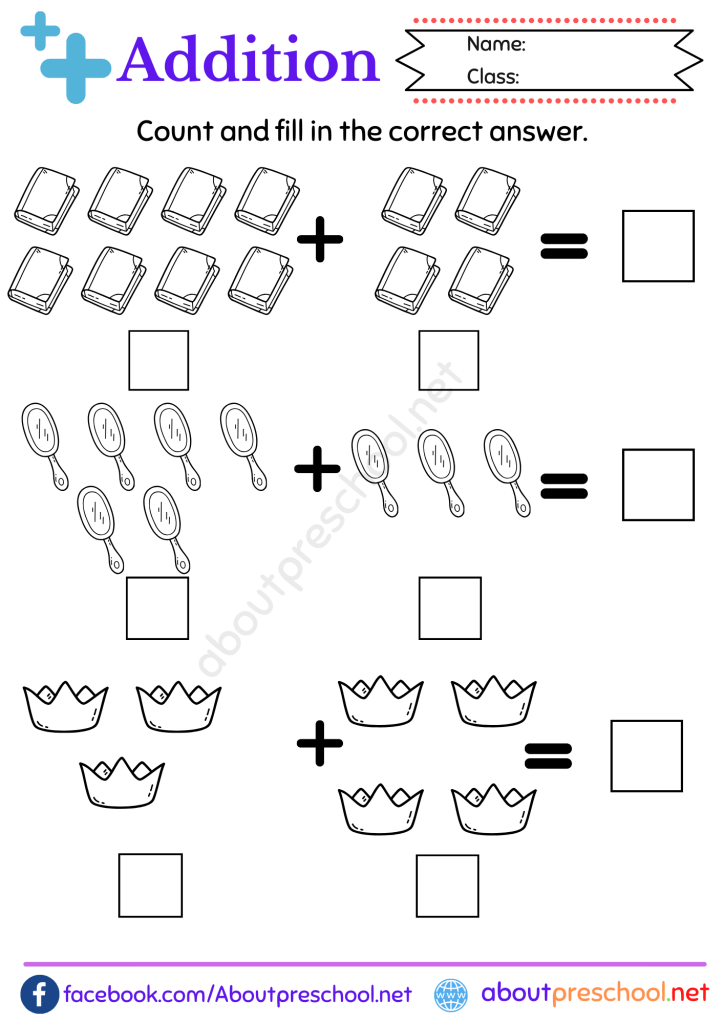 Free Kindergarten Addition Worksheet 7 - About Preschool