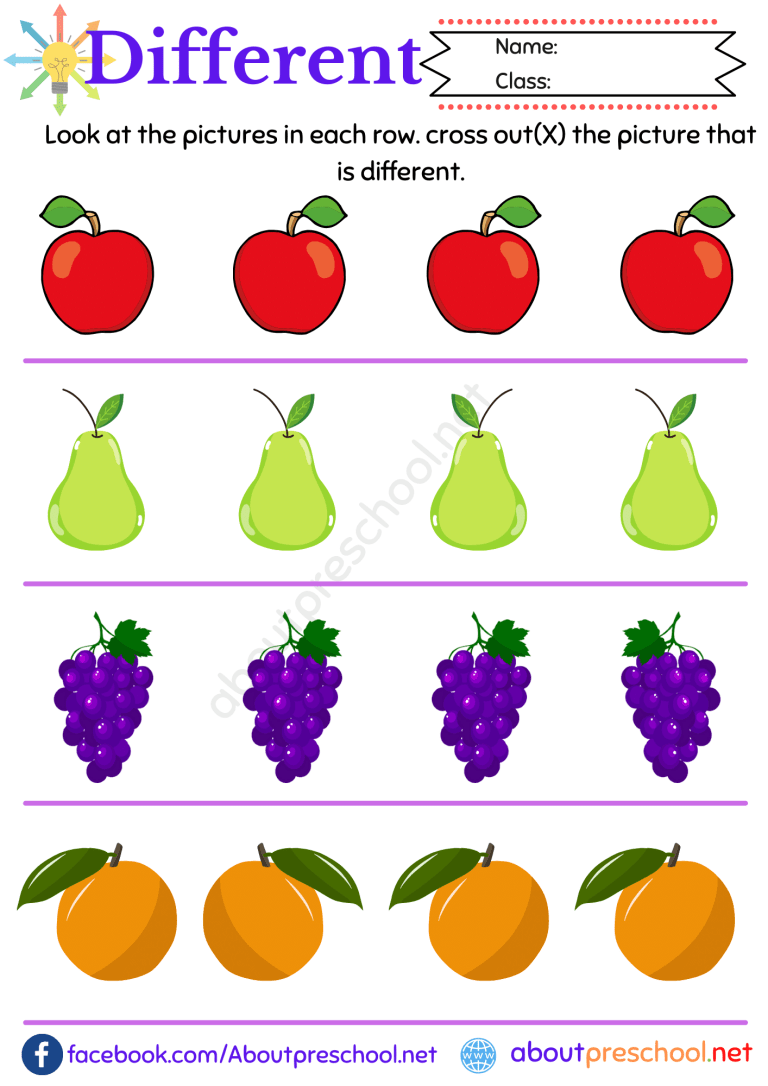 Free Same and Different Worksheet 3 - About Preschool