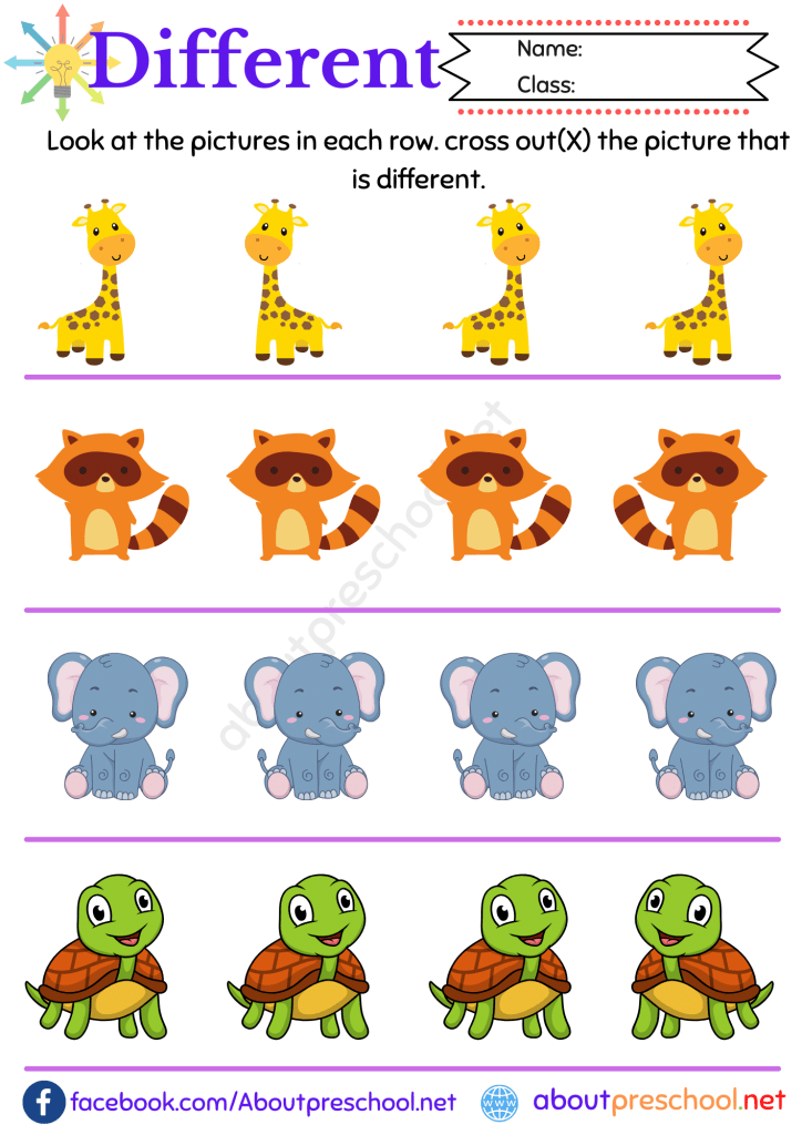Free Same and Different Worksheet 6 - About Preschool