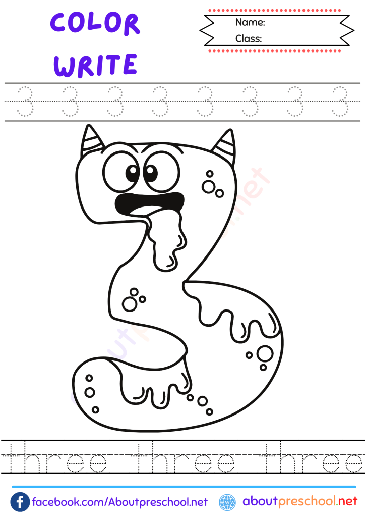 Free Number 3 Worksheet for Preschool - About Preschool