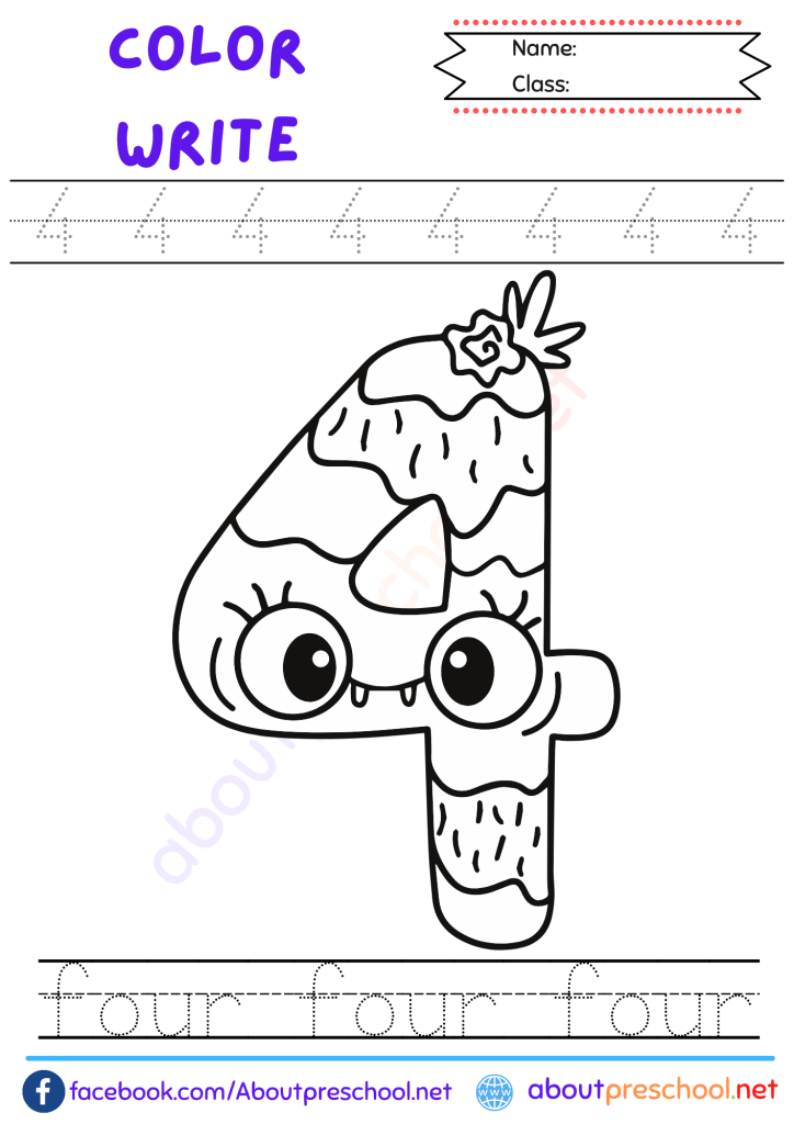 Free Number 4 Worksheet for Preschool - About Preschool