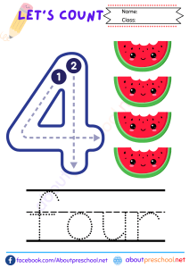 Free Number 4 Worksheet for Preschool - About Preschool