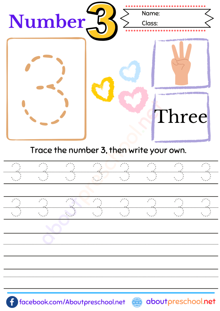 Free Number 3 Worksheet for Preschool - About Preschool