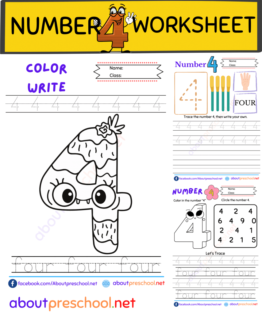 Free Number 4 Worksheet for Preschool - About Preschool