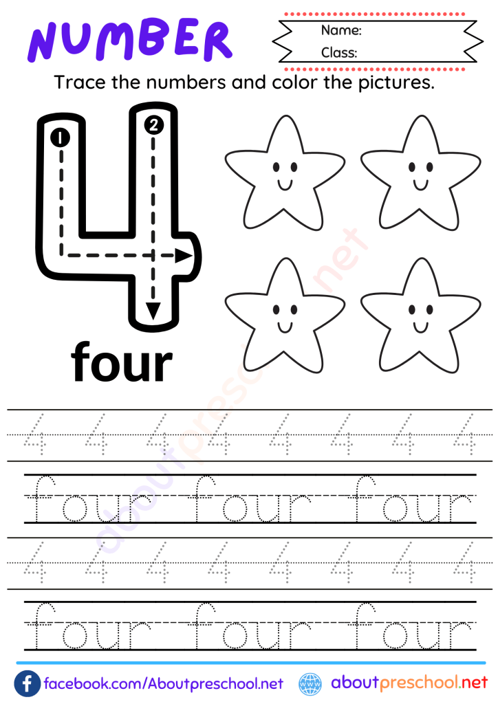 Free Number 4 Worksheet for Preschool - About Preschool