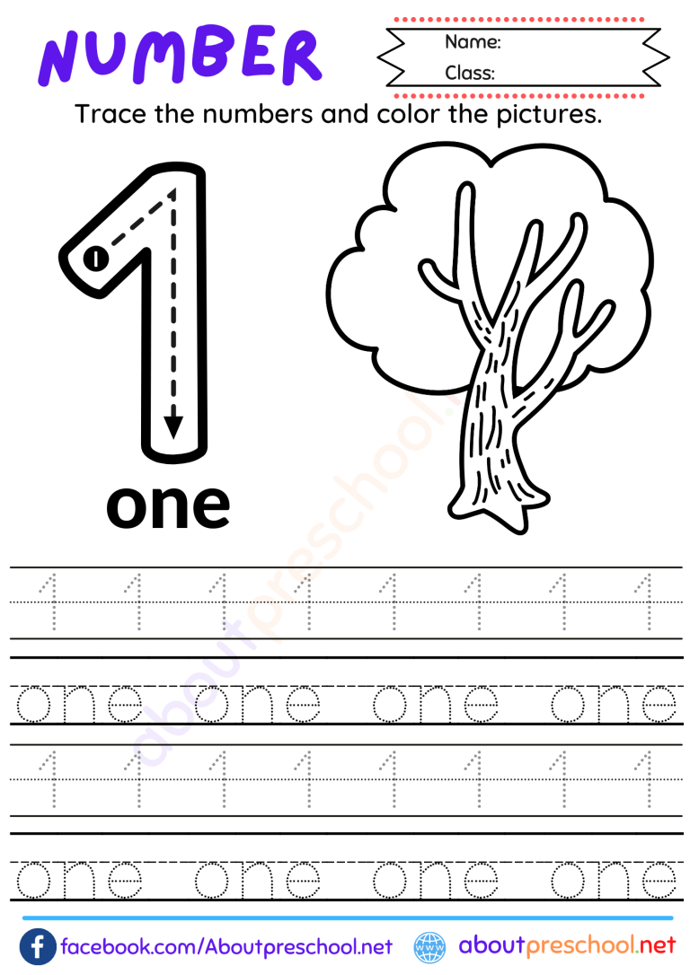 Free Number 1 Worksheet for Preschool - About Preschool