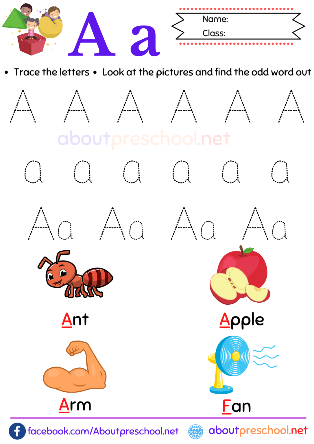 Free Printable Preschool Letter A Worksheets - About Preschool