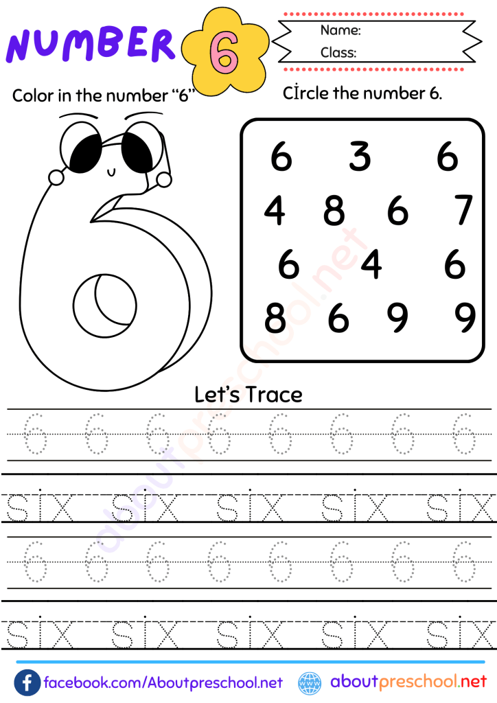 Free Number 6 Worksheet for Preschool - About Preschool