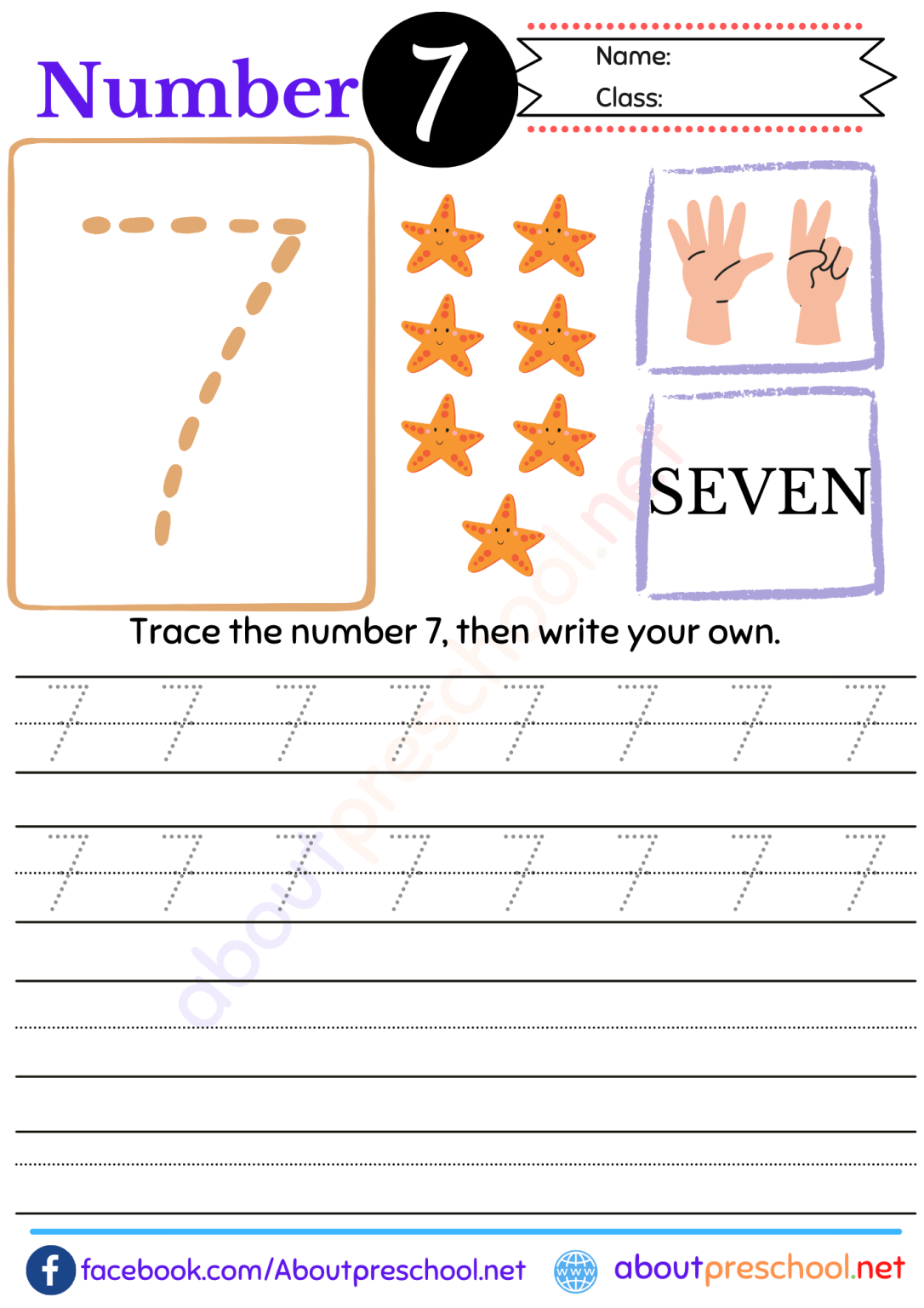 Free Number 7 Worksheet for Preschool - About Preschool
