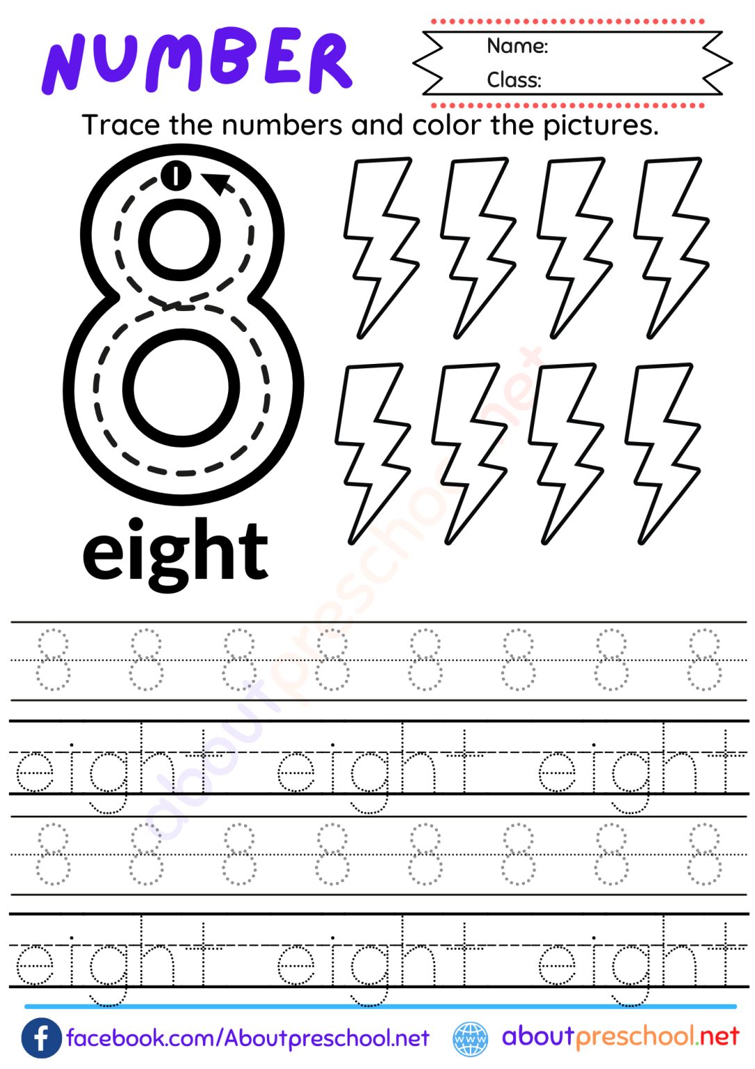 Free Number 8 Worksheet for Preschool - About Preschool
