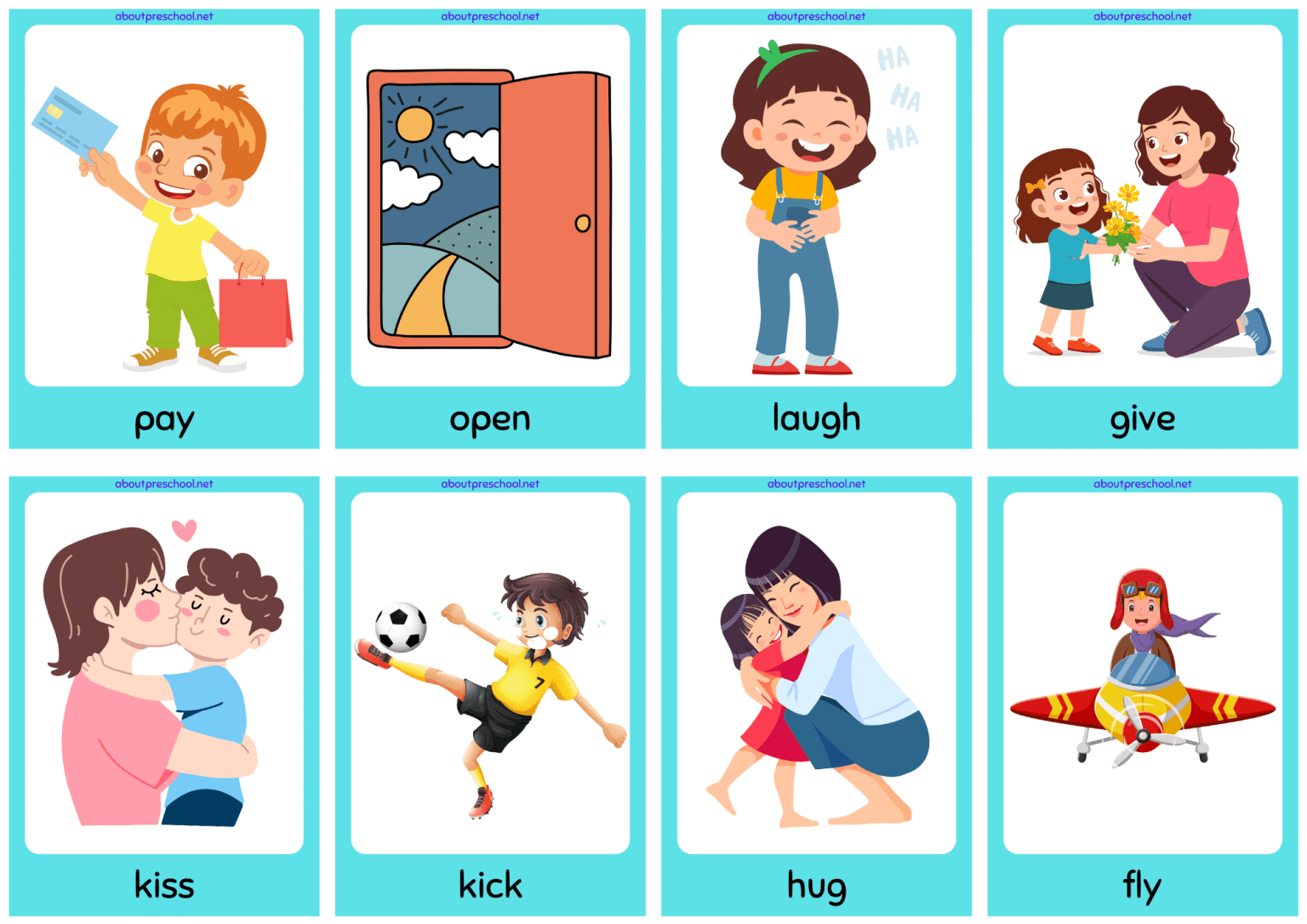 Free Printable Action Verbs Flashcards 6 - About Preschool