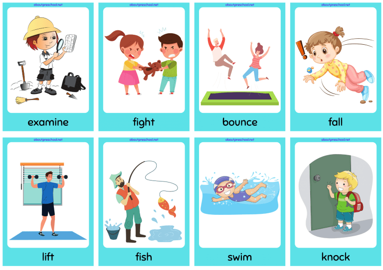 Free Printable Action Verbs Flashcards 7 - About Preschool