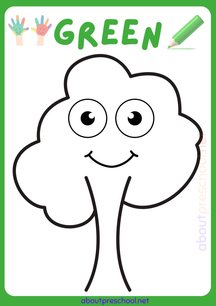 Color Green worksheets for Kindergarten - About Preschool