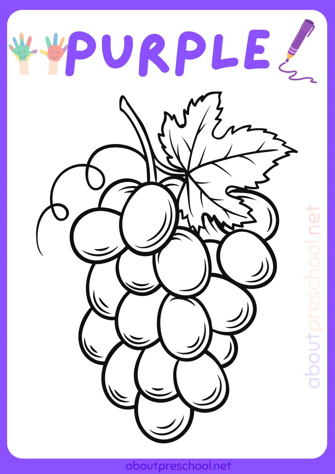 Color Purple worksheets for Kindergarten - About Preschool