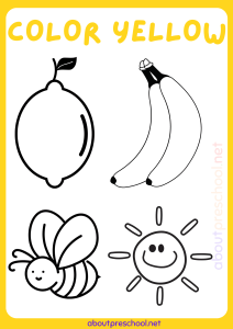 Color Yellow worksheets for Kindergarten - About Preschool