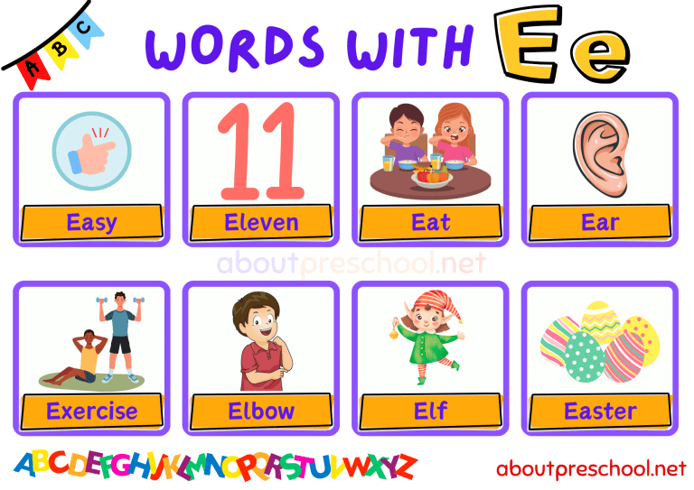 Words That Begin With E - About Preschool