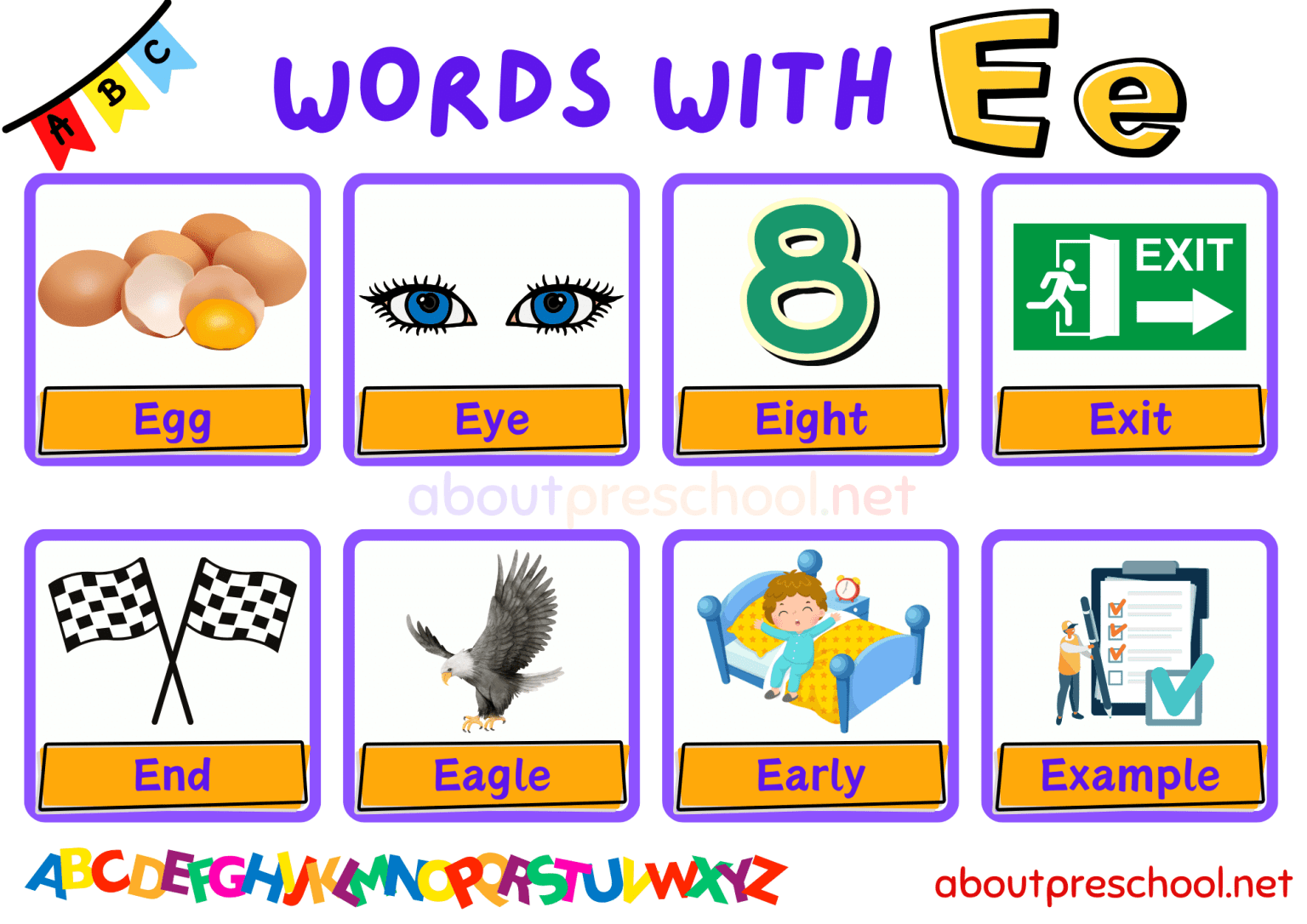 Words That Begin With E - About Preschool