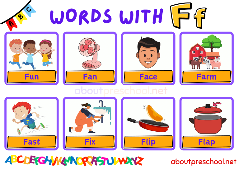 Words That Start With F - About Preschool
