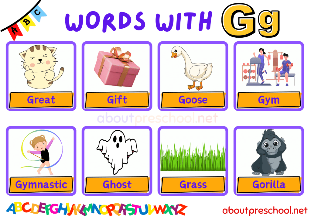 Words That Start With G - About Preschool