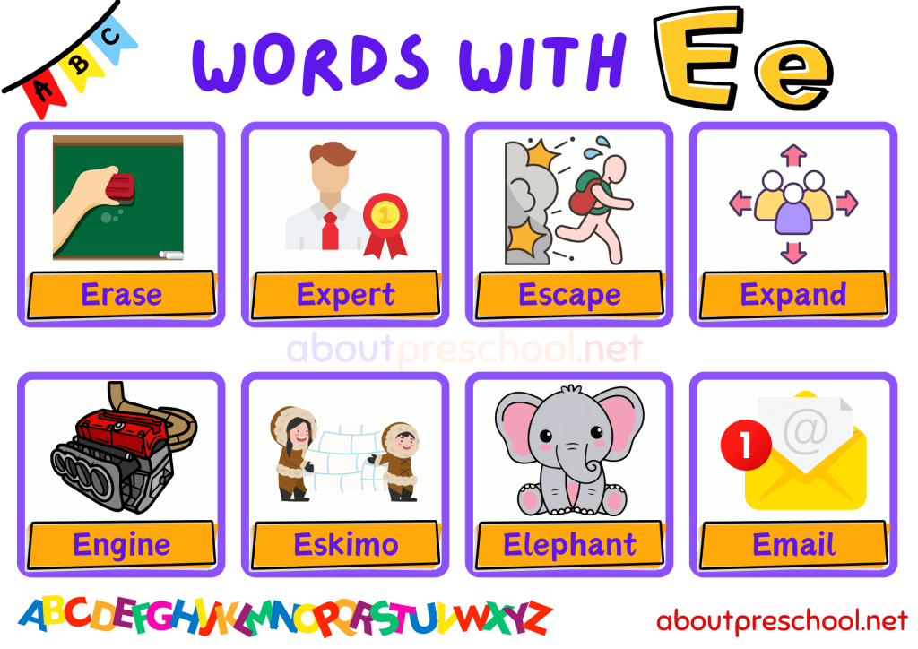 Words That Begin With E - About Preschool